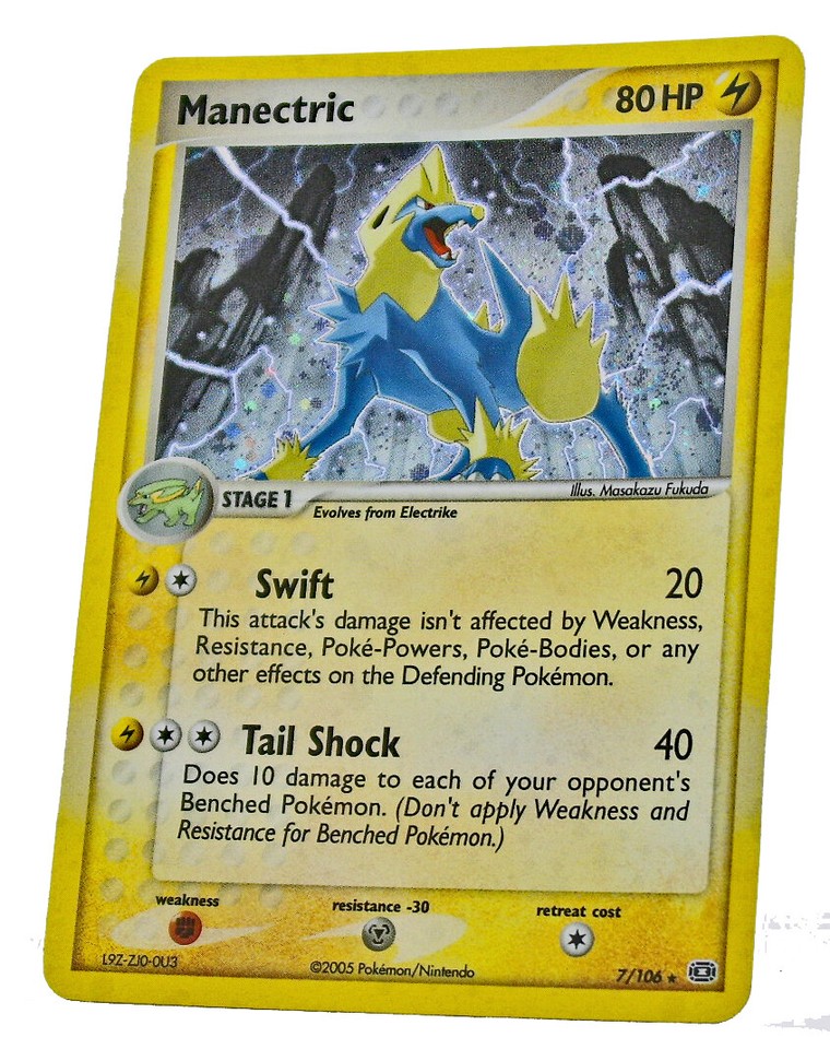 Manectric 7/106 Holo Rare Swirl Holo Ex Emerald Pokemon Card NM+ W ...