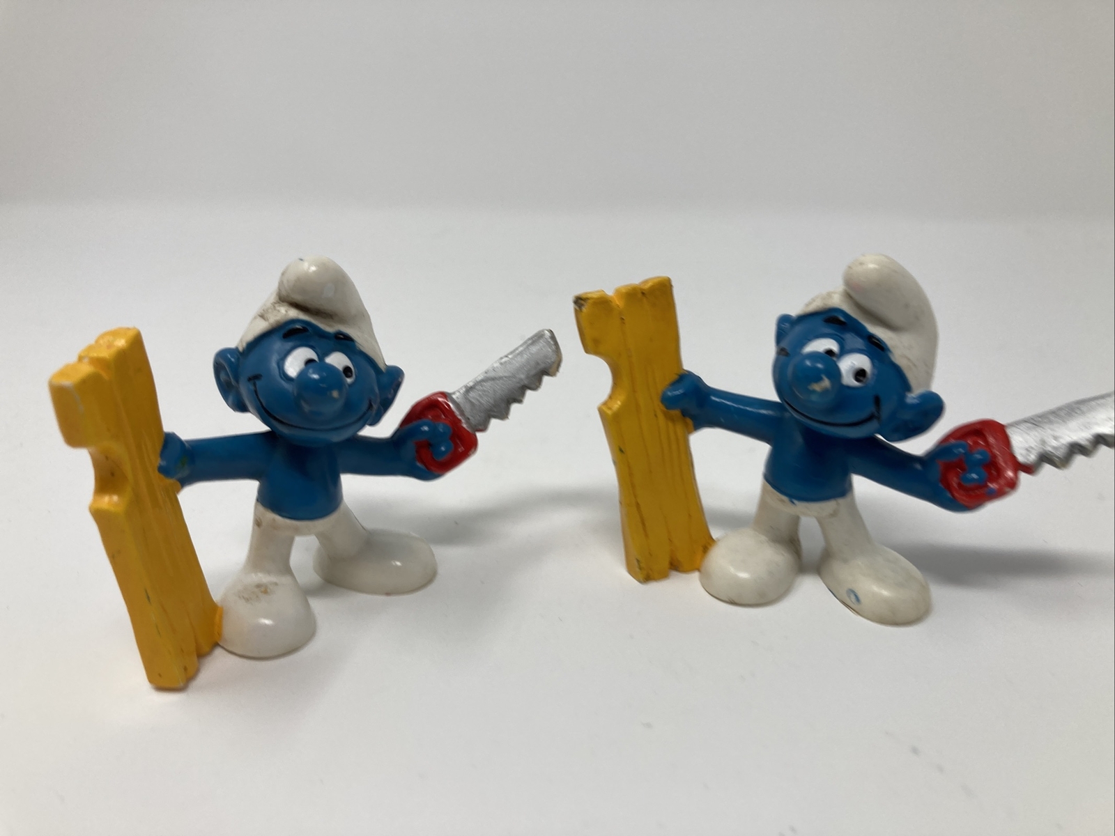 Smurfs Handy Carpenter Saw Wood Vintage Figure 1979 PVC Toy Figurine S ...