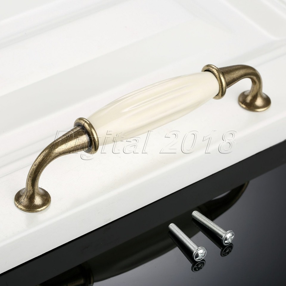 Antique Ceramic White Door Handles Kitchen Furniture Drawer Pulls ...