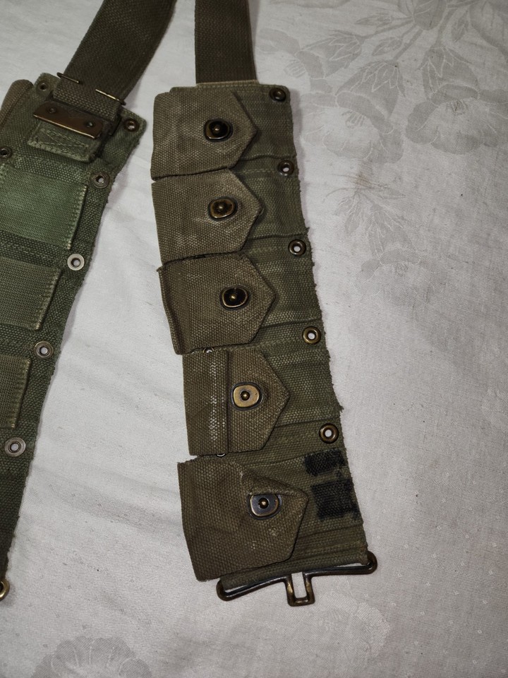 Vintage WWII U.S. Army USMC M1923 M1 Garand Cartridge Ammo Web Belt ...