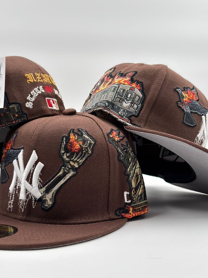 New York Yankees Brown Fire Subway World Champions Embroidered | eBay