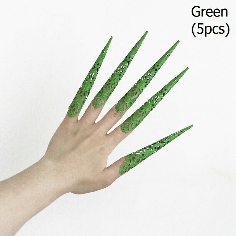 5x Metal Long Nail Rings Fingernails Cosplay Dance Props Chinese Style ...