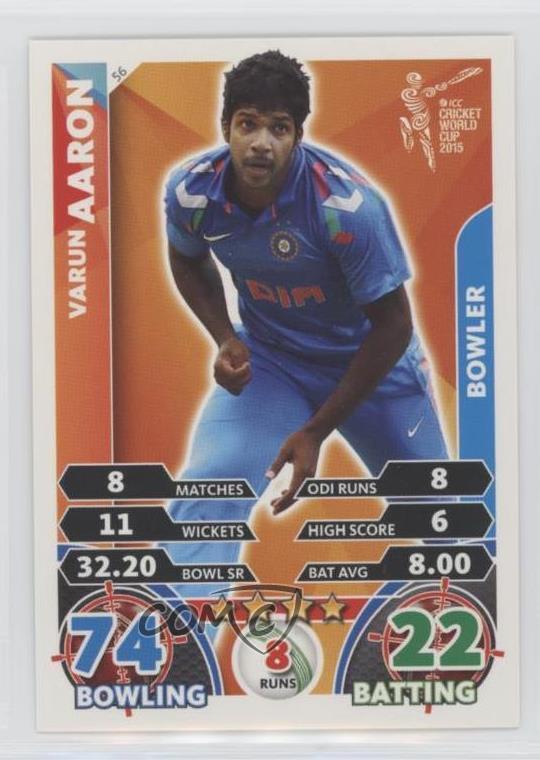 2015 Topps Cricket Attax ICC World Cup - #56 Varun Aaron for sale ...
