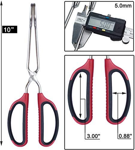 HINMAY Stainless Steel Scissor Tongs with Comfort-Grip Handle 10-Inch ...