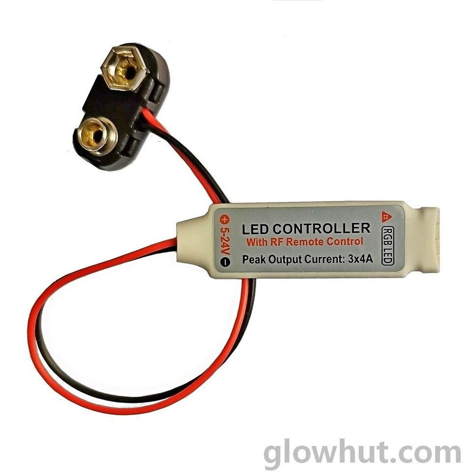 RGB LED light strip controller 17 key RF remote 12v 5v USB 9v battery ...