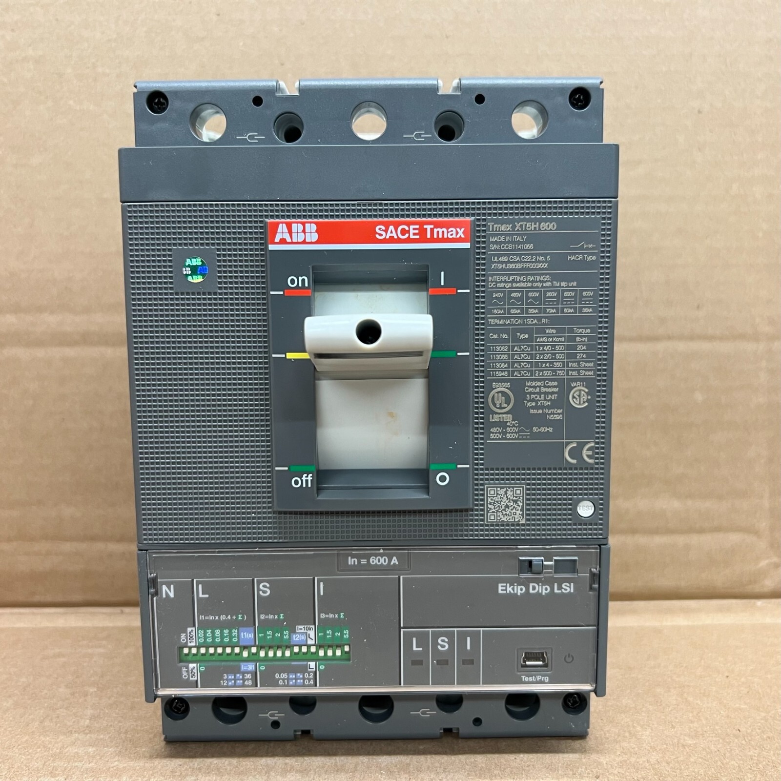 NEW ABB SACE Tmax XT5H 600 3 Pole 600 Amp 600v EKIP LSI Circuit Breaker ...