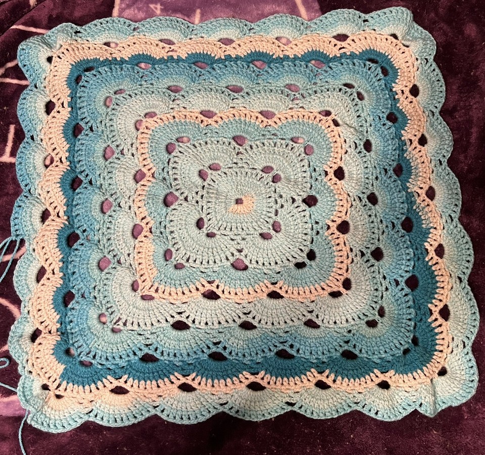 Virus Pattern Crochet Blanket Afghan Throw Handmade Caron Cakes Faerie ...