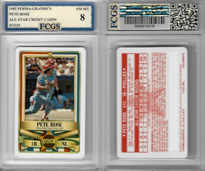 1982 Perma-Graphics Pete Rose All-Star Credit Cards Graded FCGS 8 NM-MT ...