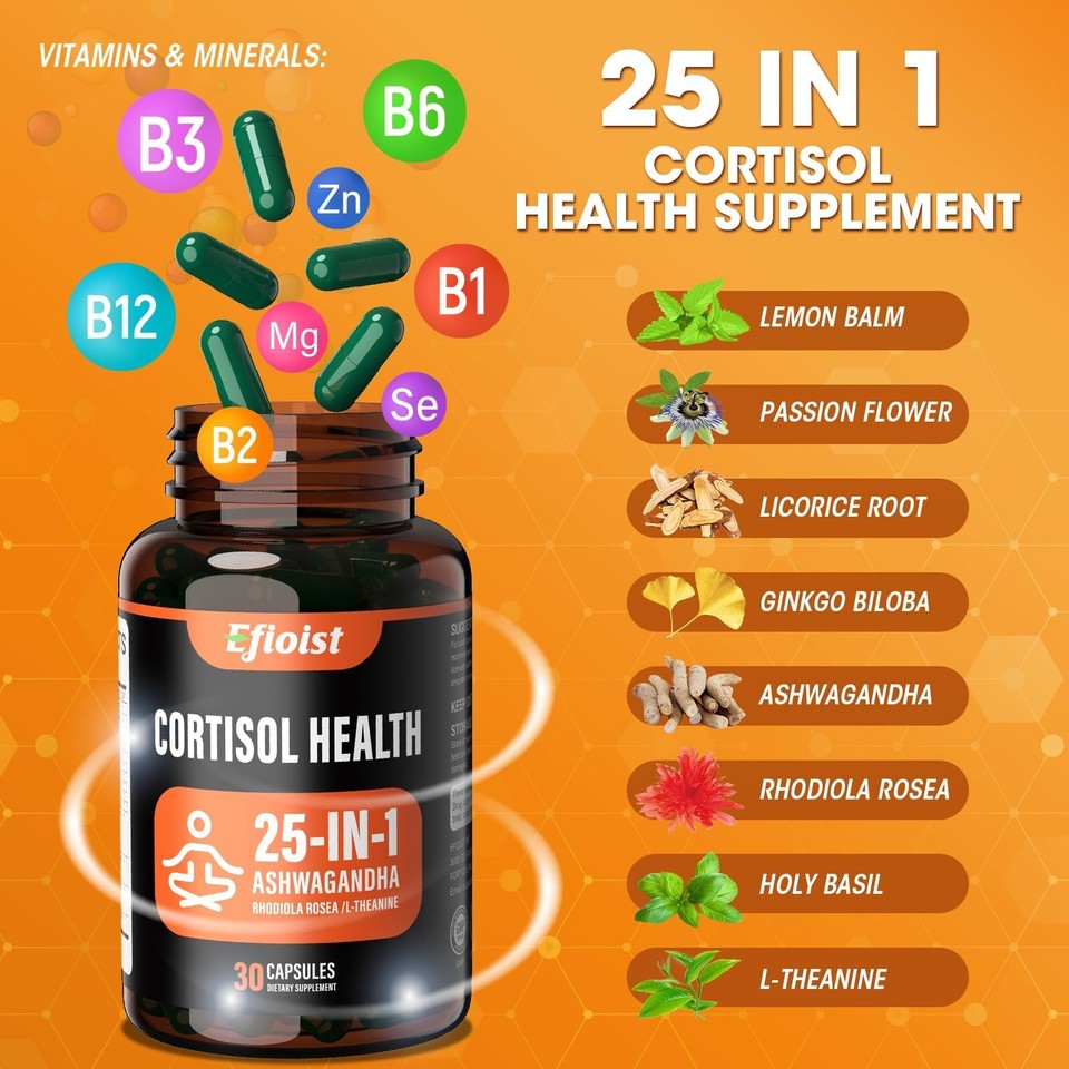 Cortisol Supplement for Women, 25-in-1 Cortisol Reducer for Women ...