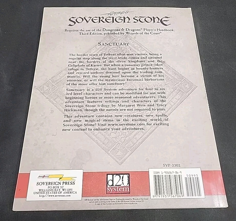 Sovereign Press - Sovereign Stone NEW SVP 3302 Sanctuary, d20 System | eBay