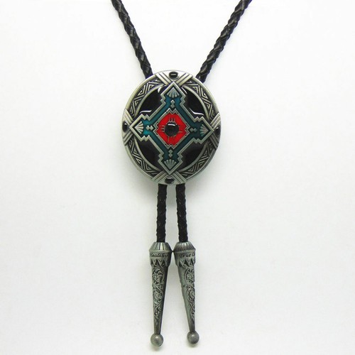 Western Cowboy Bolo Tie Black Stone Obsidian Rodeo Dance Necktie ...