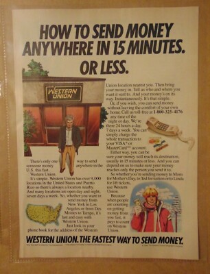 Vintage 80's WESTERN UNION Fastest Way To Send Money Print Ad ...