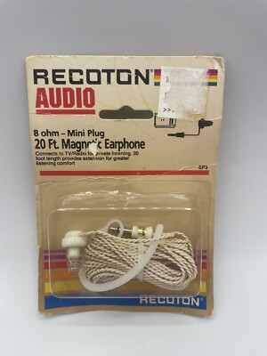 Vintage Recon Audio 8 ohm mini plug 20 ft Magnetic Earphone | eBay