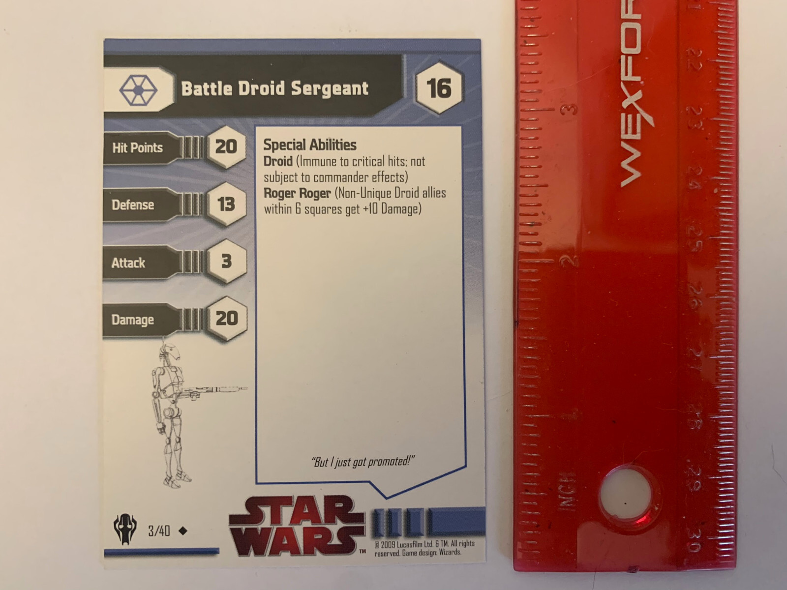 Star Wars Minis - Battle Droid Sergeant (Card Only) - Galaxy At War 03/ ...
