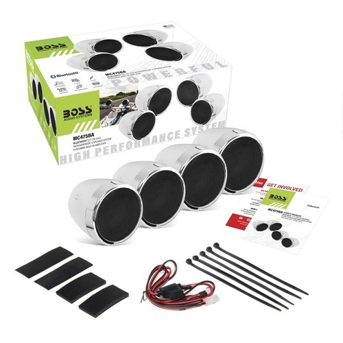 Boss Audio 4-Speaker Bluetooth Motorcycle/ATV Sound System 3" Chrome | eBay