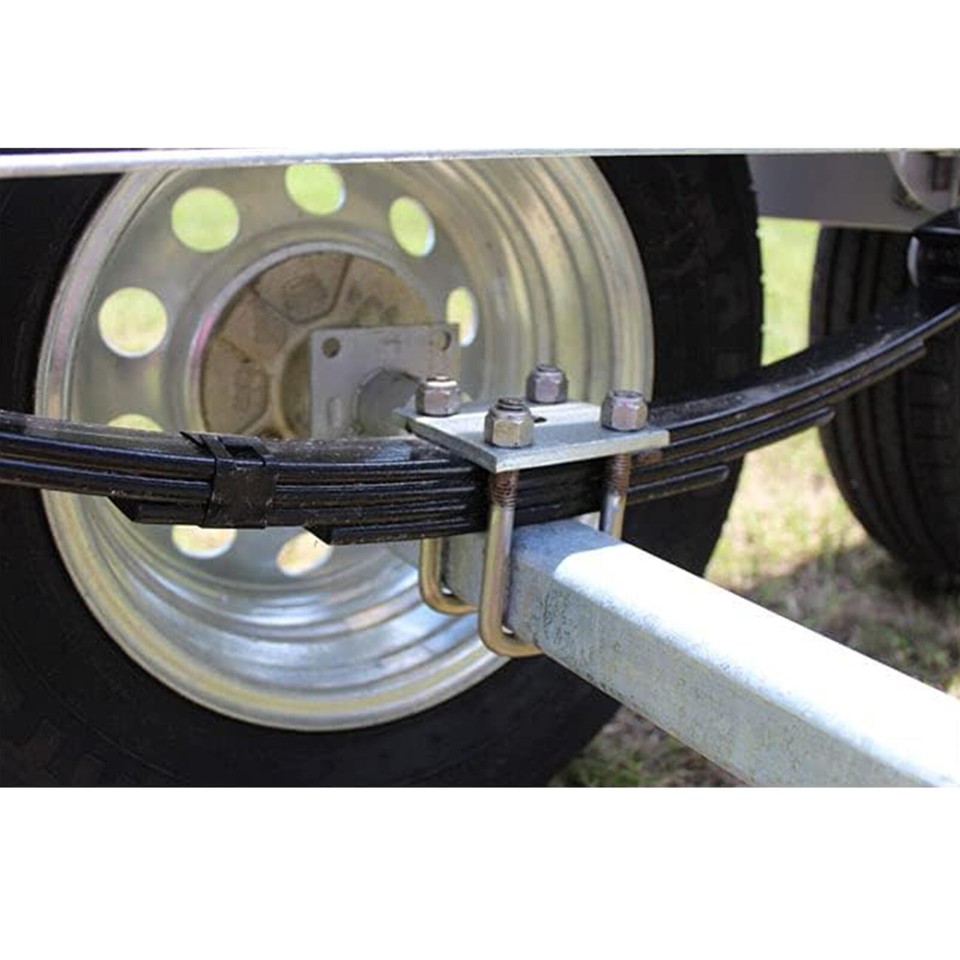 Galvanized Zinc Square U Bolt & Tie Plate Kit for 1-1/2" Trailer Axle