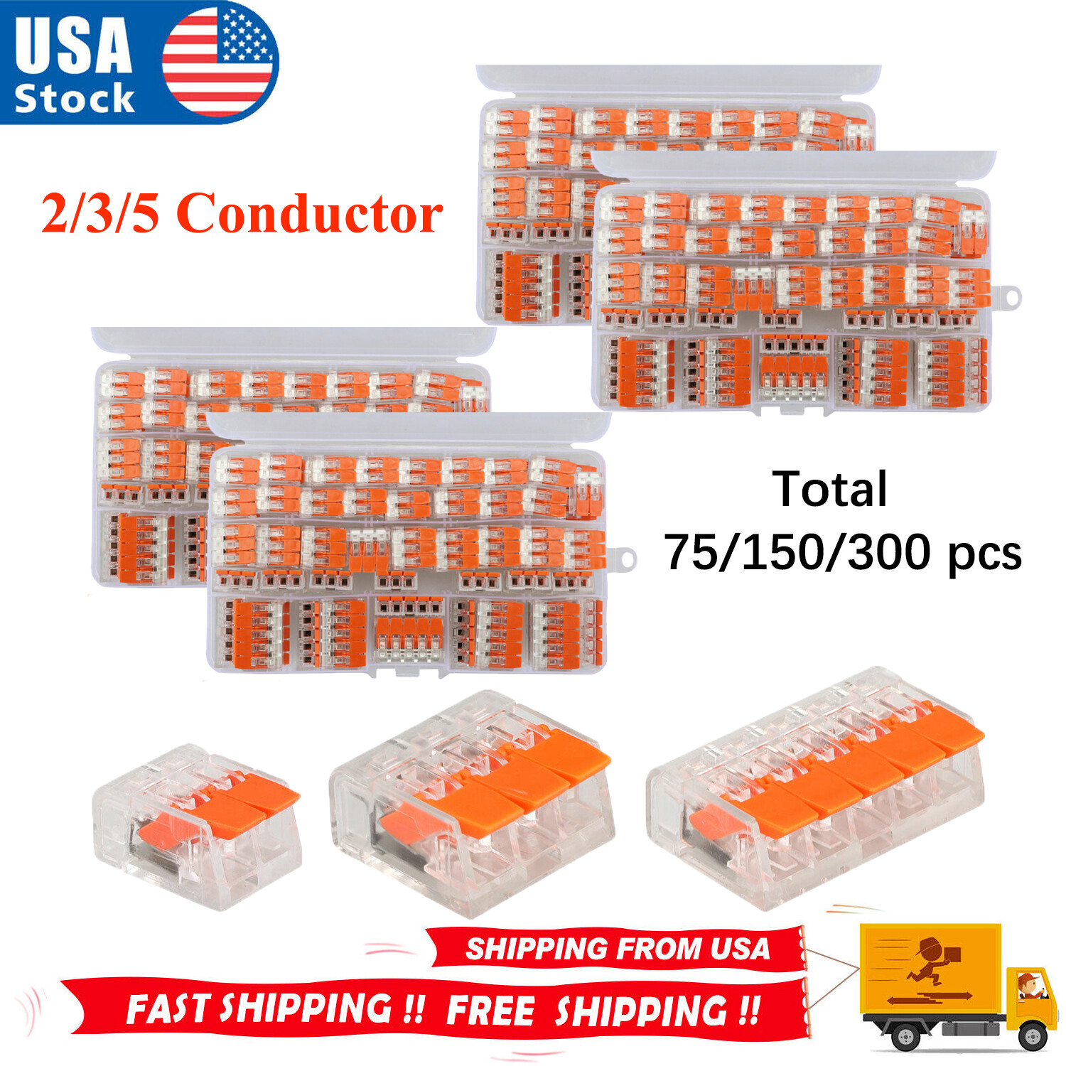 Lots of 221-412 Lever Nut Compact Splicing Wire Connectors-2/3/5 ...