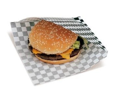 BLACK Check Burger Bags with Slit Gingham Greaseproof Bags with 2 sides ...
