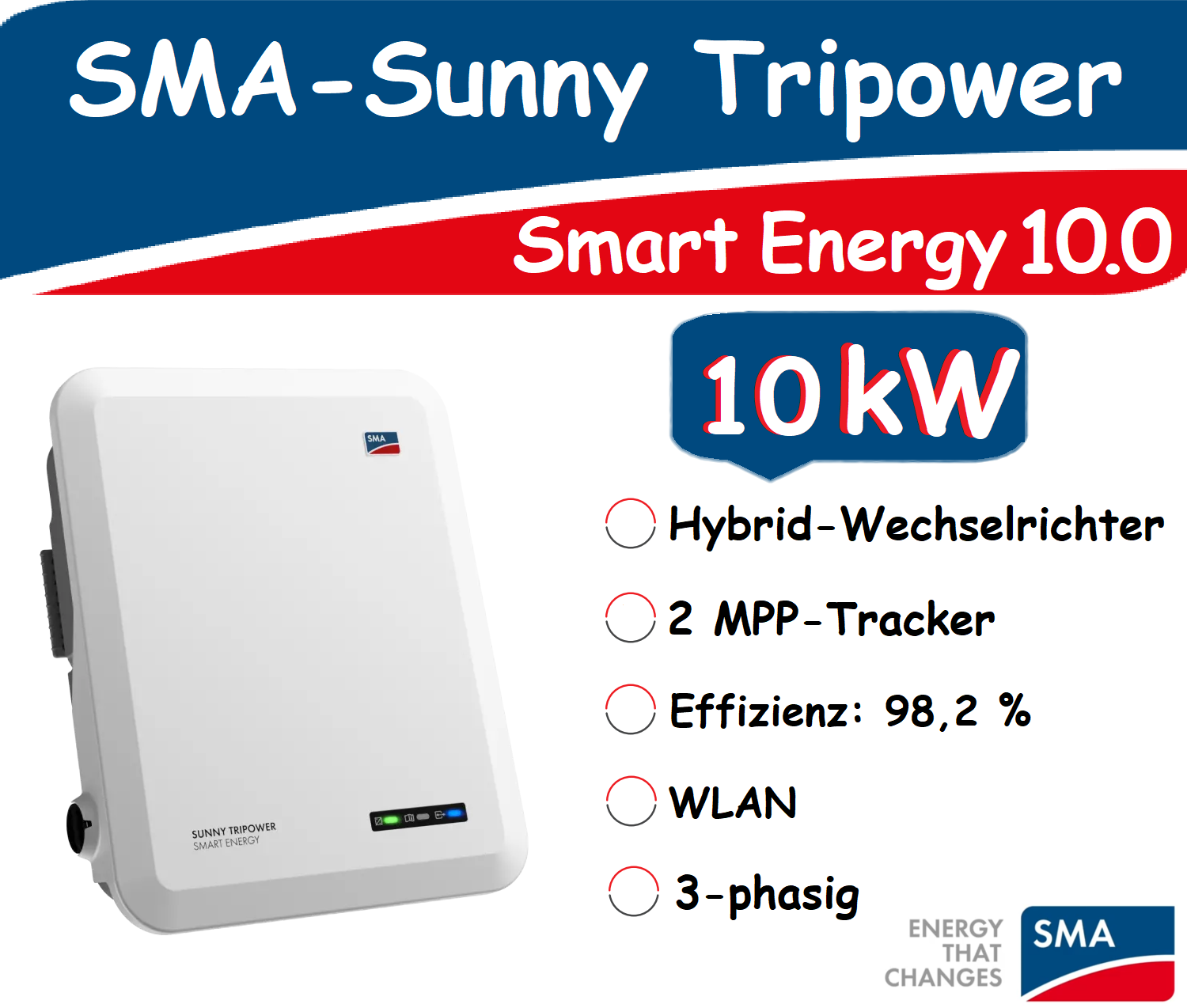 SMA Sunny Tripower 10 Hybrid Wechselrichter STP10.0-3SE-40 SmartEnergy ...