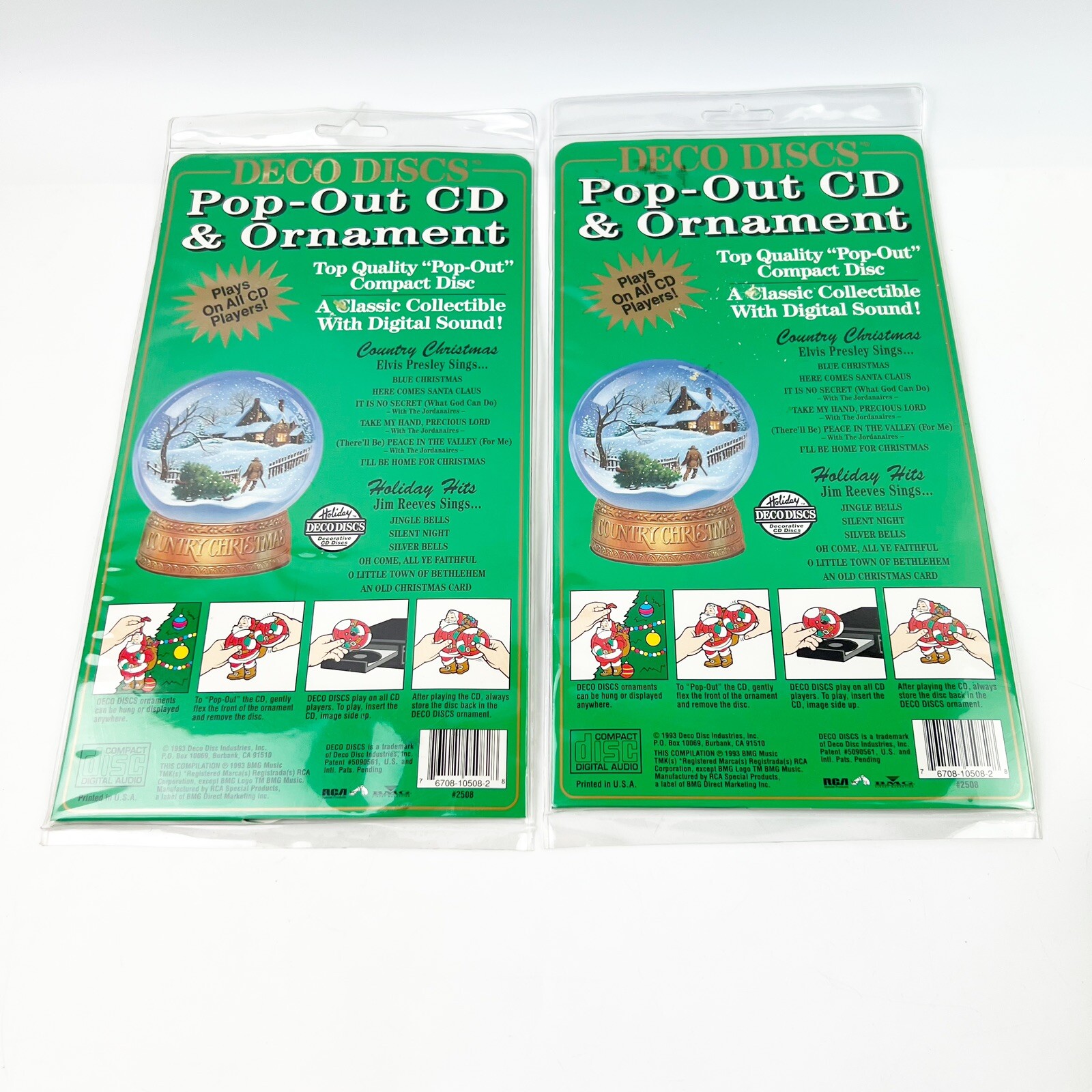 2 Deco Discs Pop-Out CD + Ornament Elvis Jim Reeves Country Christmas ...