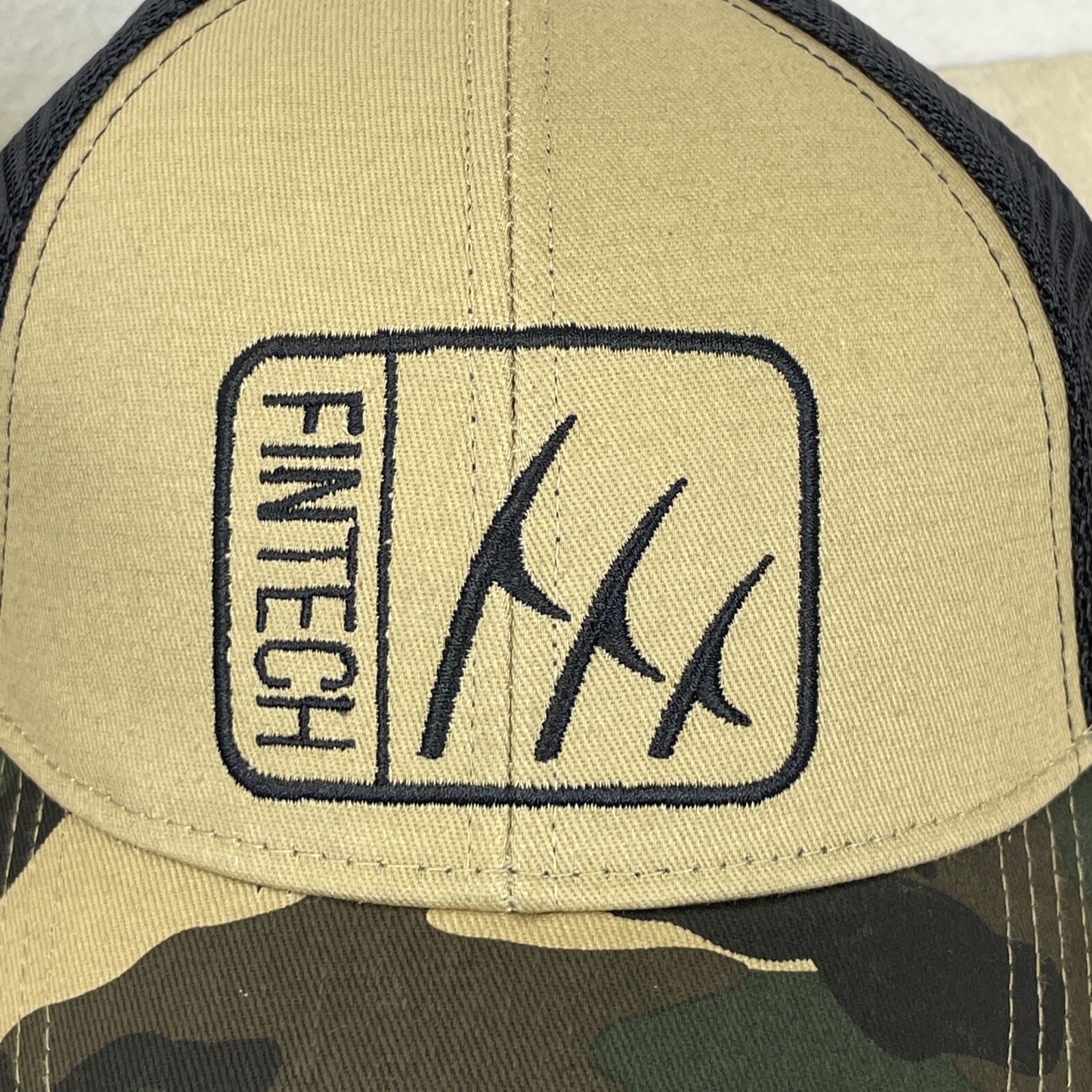 FinTech Hat Cap Adult Snapback Blue Black/Camo Mesh Trucker Baseball ...