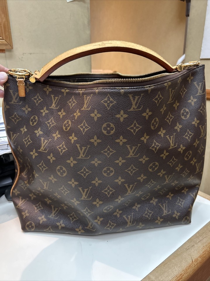 Louis Vuitton Monogram Sully MM Brown Leather Handbag | eBay