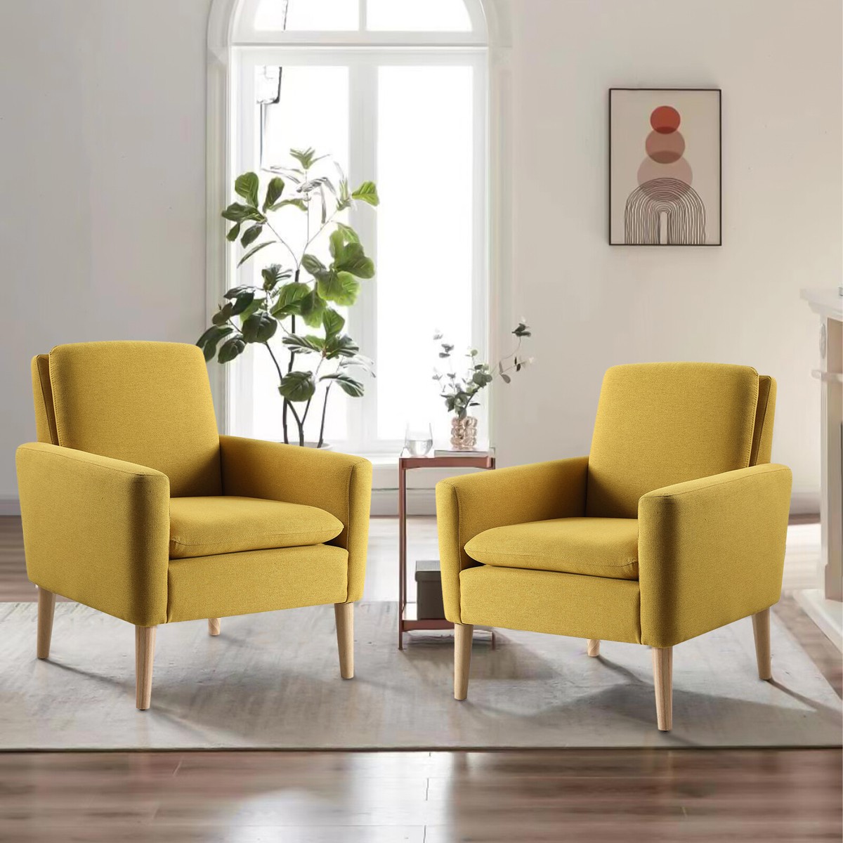 Yellow Upholstered Accent Chair Yellow Modern Fabric Accent Chair