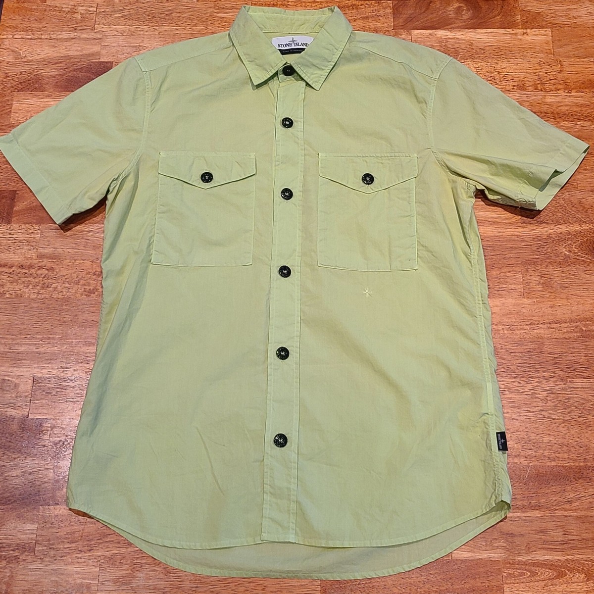 Stone Island Short Sleeve Shirt Cotton Button Up Men's Sz Stone Island Short Sleeve Shirt Cotton Button Up Men's Sz