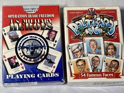 VINTAGE POLITICARDS 1996 54 FAMOUS FACES NEW BOTH SEALED DECK MILITARY ...