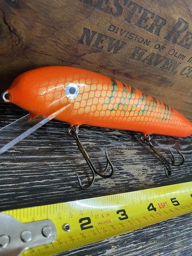 Custom 8” Musky Crank Bait Lure Muskie Pike Hand Made Wood Orange ...
