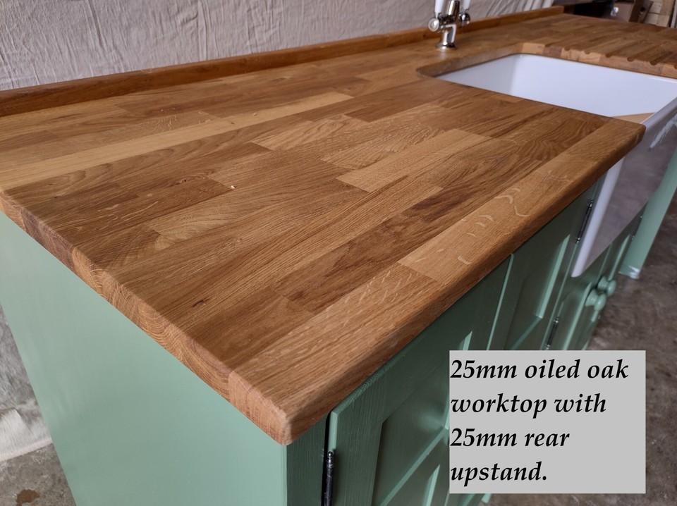 Freestanding Kitchen Units Finished In 'Whirlybird' With Oak Worktops ...