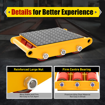 15T Machinery Mover Heavy Machine Dolly Equipment Roller Skates 9 ...