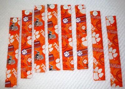 BOOKMARKS~CLEMSON TIGERS~Set Of 3~~Fabric & Button~Reversible~Washable ...