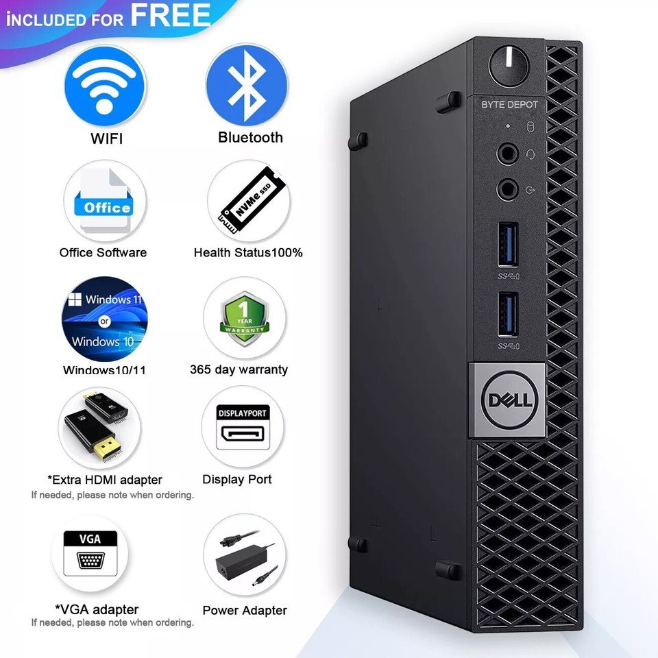 DELL Micro Desktop PC Computer i5, Up to 32GB RAM 2TB SSD, Windows 10/ ...