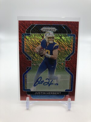 2021 Justin Herbert Panini Prizm Football FOTL Red Shimmer Auto /10 SSP ...