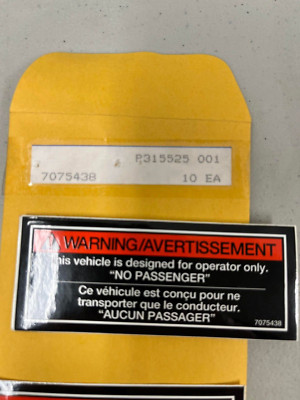 7075438 POLARIS SNOWMOBILE ATV VINTAGE WARNING DECAL POLARIS WARNING ...