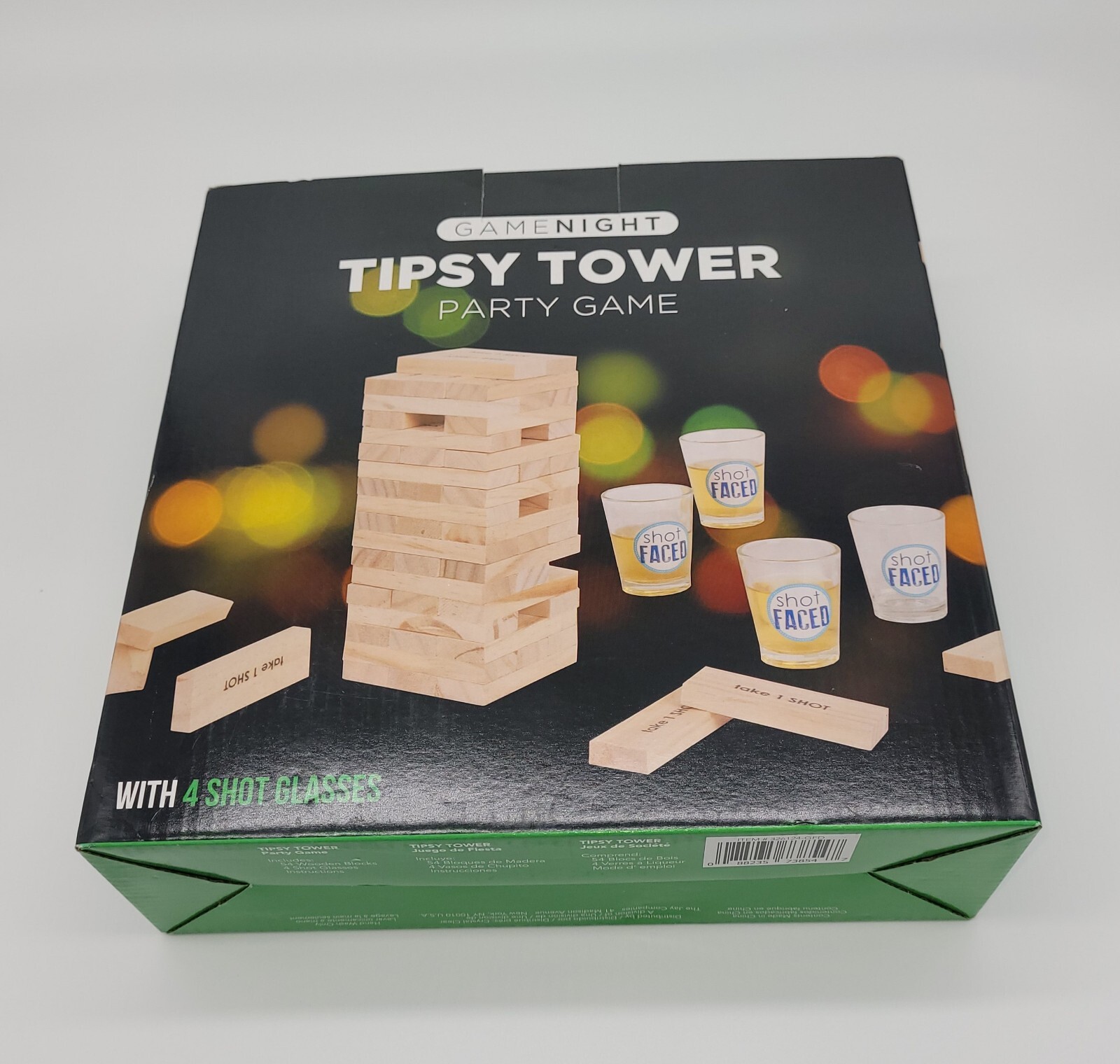 Game Night Tipsy Tower Party Bar Drinking Shot Faced Glasses Block ...