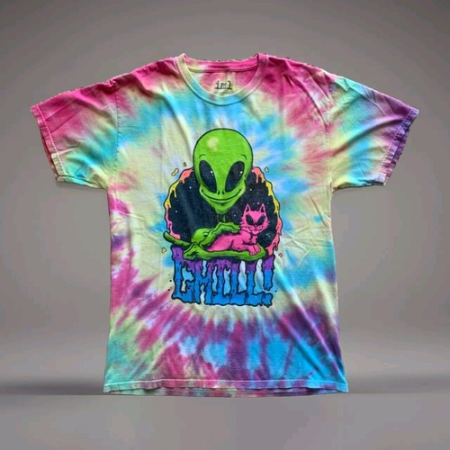IML ISAAC MORRIS Alien Cat Hippie Chill Tie-Dye T-shirt Men’s Size ...