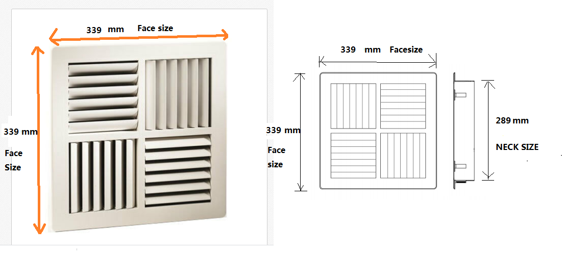 Ceiling Vent Multi Outlet Aircon Heating Cooling square vents 340mm ...