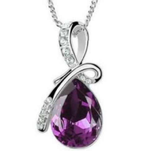 COLLIER ET PENDENTIF VIOLET NEUF + STRASS ENVOI GRATUIT | eBay