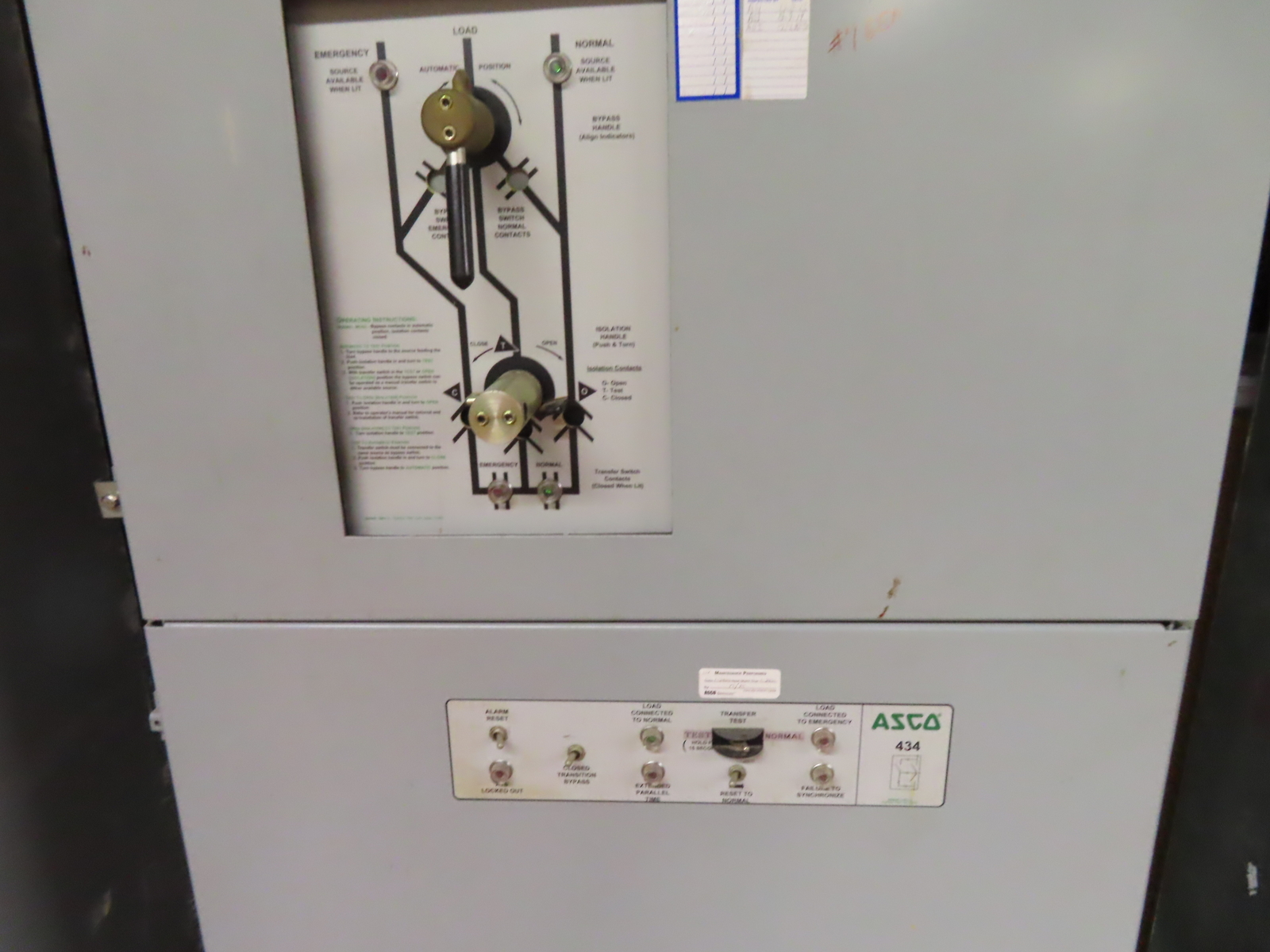 ASCO 434 AUTOMATIC TRANSFER SWITCH F434380097XC 800A 480Y/277V 1YEAR ...
