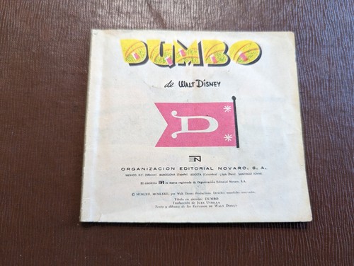 Small Spanish Dumbo de Walt Disney 1972 Elephant Organizacion Editorial ...