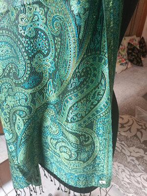 EXQUISITE IRIDESCENT SILK PASHMINA JAMAVAR SHAWL JAMAVAR CHALE ~16 ...