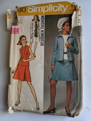 1970 Vintage SIMPLICITY 8690 Misses' Jacket Skirt Blouse Designer ...