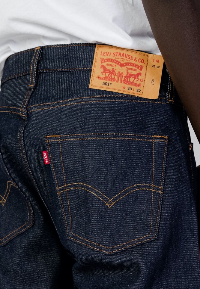 Levis 501 Shrink To Fit Button Fly Jeans Straight Leg Color Blue Rigid ...