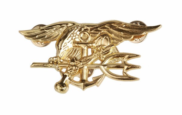 US Navy Seal Eagle Anchor Trident Metal Badge Insignia Gold -32442 for ...