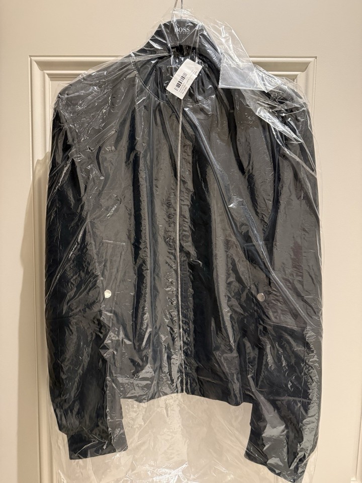 Hugo Boss Nafan Leather Jacket Bomber 54 XXL Black Men's | eBay UK