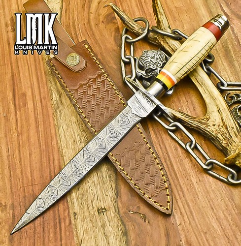 LMK Forged Hunting Knife Twist Damascus Bone Damascus Guard Gift Best ...