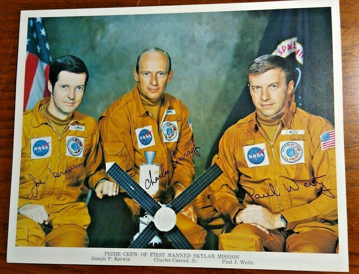 PRIME CREW OF FIRST MANNED SKYLAB MISSION MISSION ~ SIGNED 1974 NASA ...
