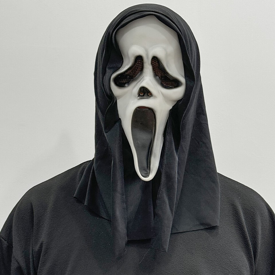 Scream Ghost Face Mask W/ Hood Halloween Latex Horror Fancy Dress ...